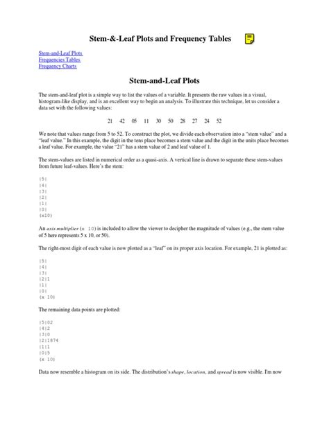 An Introduction To Stem And Leaf Plots And Frequency Tables For Data