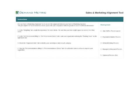 Excel Sample Sheet 33561 Sales Marketing Alignment Tool