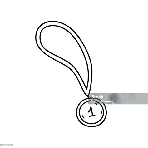 메달은 흰색 배경에 분리되어 있다 챔피언 상 낙서 스타일의 벡터 손으로 그린 그림입니다 카드 로고 장식 다양한 디자인에 적합합니다 World Sports Event에 대한