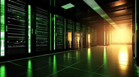 An Illuminated Corridor Of Server Rooms Background Data Corridor Stock
