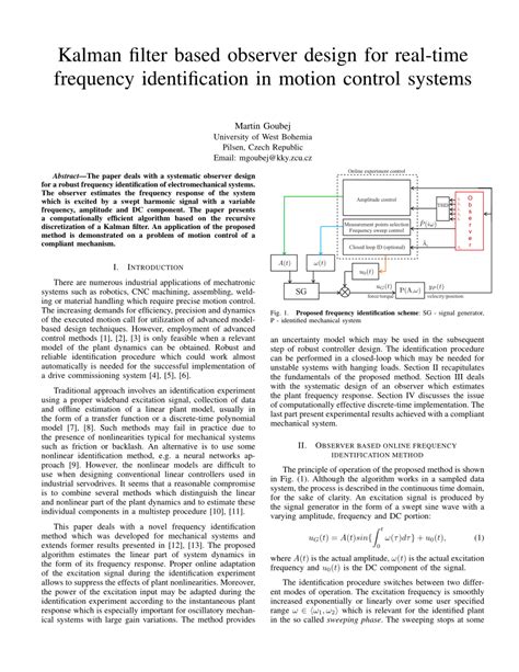 Pdf Kalman Filter Based Observer Design For Real Time Frequency