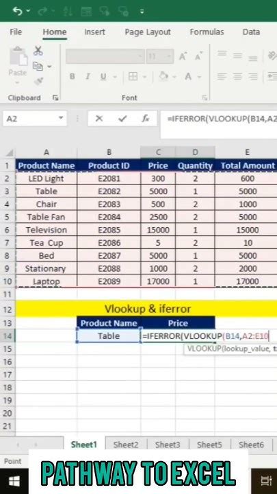 Vlookup And Iferror Formula In Excel Like Share And Subscribe For More