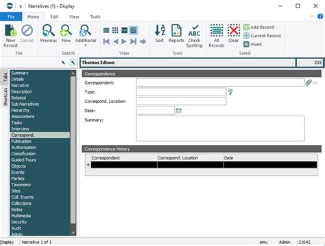 Narratives Module Tabs