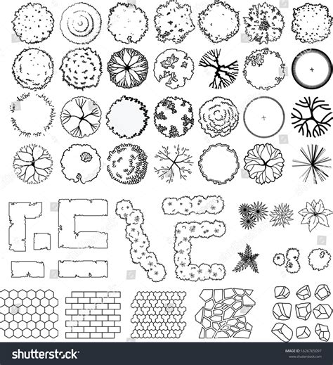 Tree Top Vector Set Architectural Landscape Stock Vector Royalty Free 1626765097