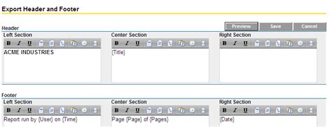 Export Header And Footer