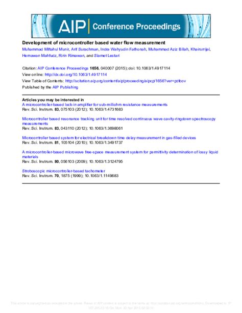 Pdf Development Of Microcontroller Based Water Flow Measurement