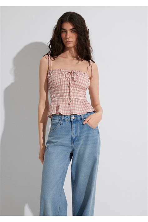 Mavi Bağcıklı Pemve Ekose Bluz 1211305 91280 Fiyatı Yorumları