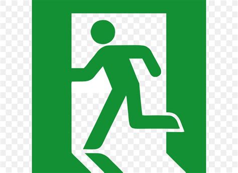 A Clipart Image Of An Exit Sign Showing A Person Running Towards The Door With An Arrow Pointing
