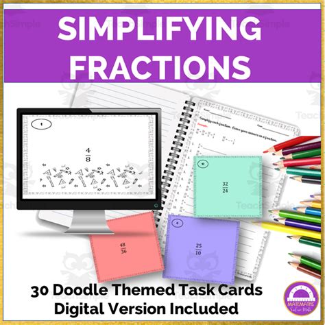 Symplifying Fractions Digital And Printable Task Cards By Teach Simple