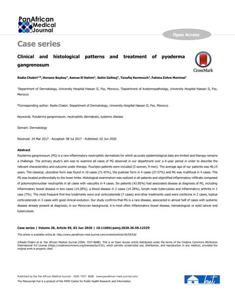 Pdf Clinical And Histological Patterns And Treatment Of Pyoderma Gangrenosum