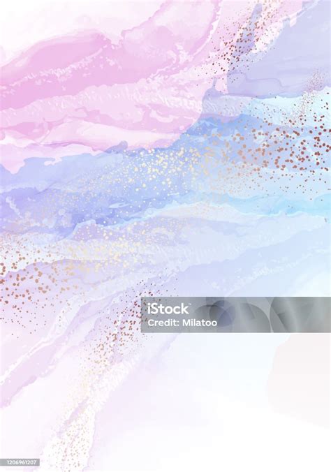 홀로그램 부드러운 핑크 바이올렛 잉크 워터 콜로 소용돌이 황금 반짝이 알코올 잉크 동적 모양 파스텔 색상 배경 금 금속에 대한 스톡 벡터 아트 및 기타 이미지 Istock