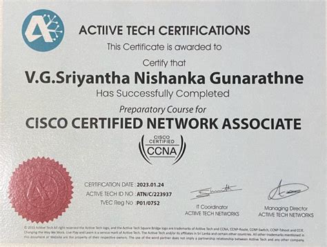 Obtained Cisco Certified Network Associate Routing And Switching Ccna … Nishshanka Gunarathna