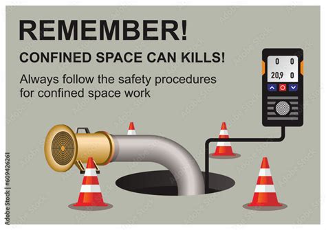 Confined Space Work Safety Banner And Poster Design Vector