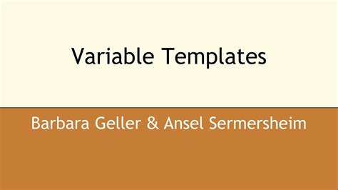 Variable Templates YouTube