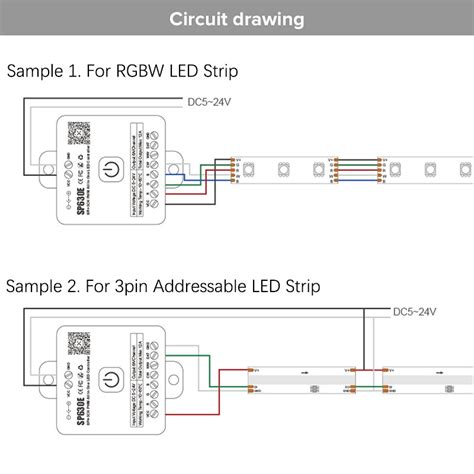 Bluetooth All In One Led Controller Dc5v 24v Compatible With All Light Strips Addressable Non