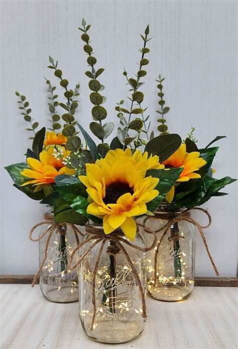 Verlicht Mason Jar Centerpiece Bruiloft Centerpiece Event Centerpiece Mason Potten Met