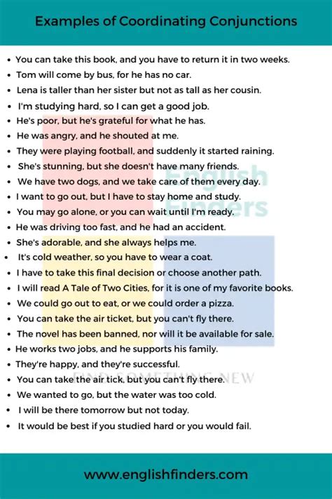 Sentences With Coordinating Conjunctions