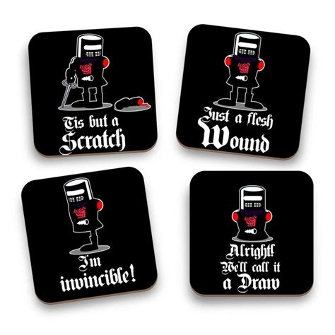 Cute Monty Python Coasters Set Black Knight Tis But A Scratch Just A