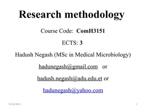 Research Methodology Ppt For Medical Laboratory Sciences X Pptx