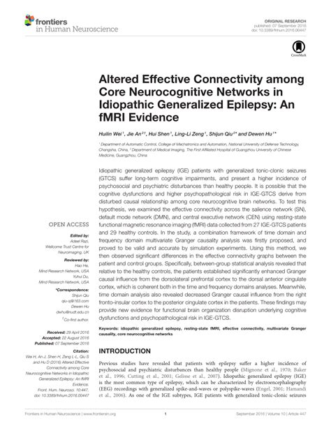 Pdf Altered Effective Connectivity Among Core Neurocognitive Networks In Idiopathic
