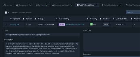 Spring Framework Vulnerability Not Detected Cve 2022 22968 · Issue 1582 · Dependencytrack