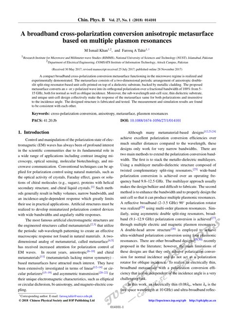 Pdf A Broadband Cross Polarization Conversion Anisotropic Metasurface Based On Multiple