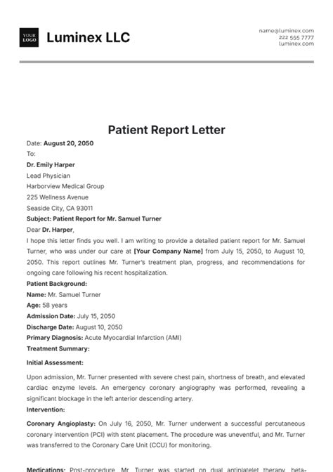 Free Patient Report Letter Template To Edit Online