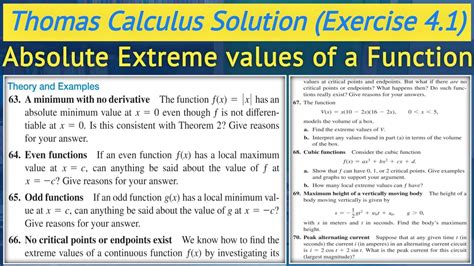 Local Extrema Critical Points Urdu Hindi Thomas Calculus Exercise 41 Q63 To Q70 Lec 12