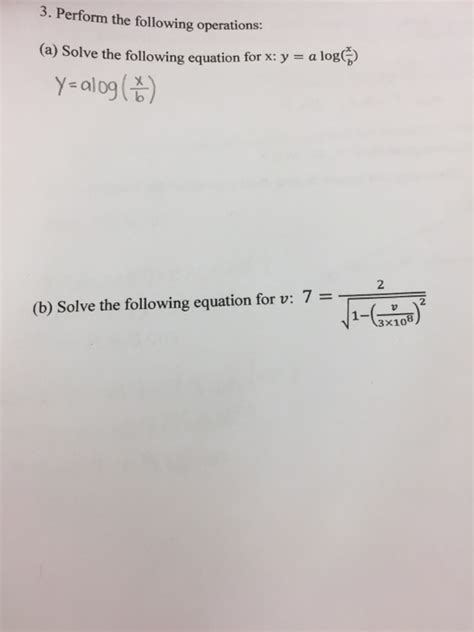 Solved Perform The Following Operations A Solve The