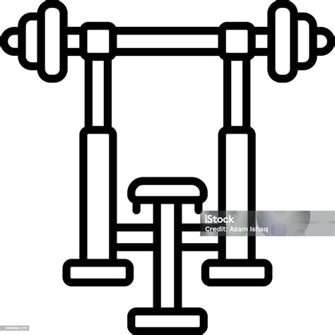 바벨 벡터 윤곽선 아이콘 디자인 건강한 라이프스타일 기호 미용 체조 기호 회로 훈련 장비 스톡 일러스트레이션 벤치 프레스 세트 개념이 있는 웨이트 트레이닝 벤치 Track