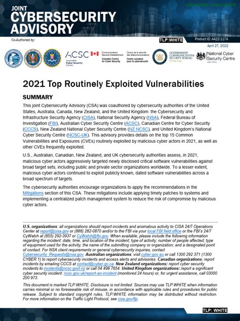 2021 Top Routinely Exploited Vulnerabilities Pdf Security
