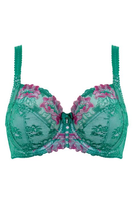 Sofia Lace Embroidered Side Support Bra D J In Greenpink Pour Moi
