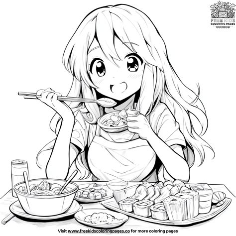 Anime Girl With Food Coloring Pages