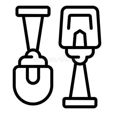 Shovel Worker Icon Outline Vector Build House Stock Vector