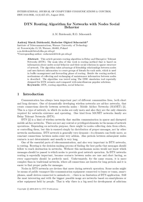 pdf dtn routing algorithm for networks with nodes social behavior