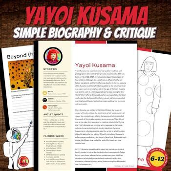 Yayoi Kusama Biography Sheet Critique Coloring Sheet High Middle