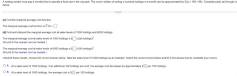 Solved Below C Find The Marginal Average Cost Function
