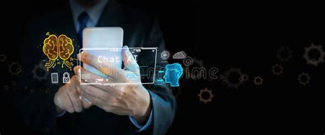 Ai Tech Chat Bot Chat With Ai Virtual Graphic Of A Chatbot On A Tablet With A Command Prompt