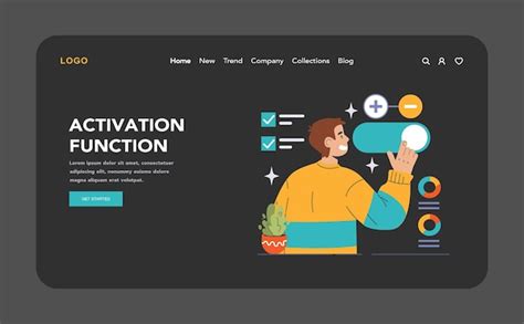 Premium Vector Activation Function Concept Enthusiastic Man Interacts With Neural Operations