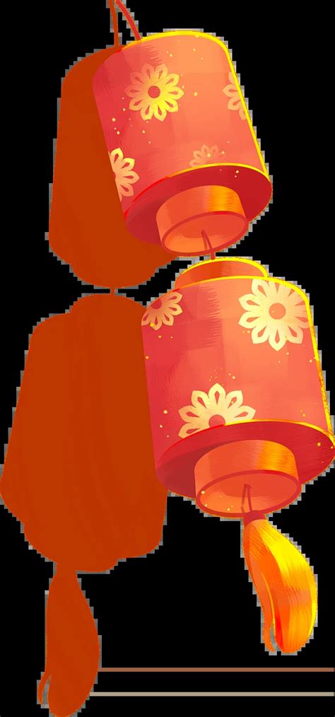 春节红色黄色可爱新年插画灯笼彩色庆祝传统图片图片 春节图片素材 花瓣网