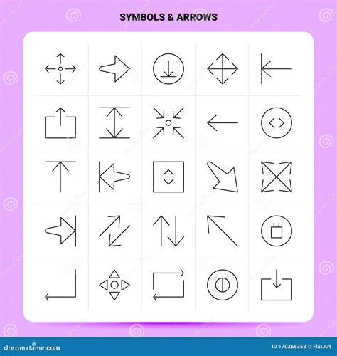 Outline 25 Symbols And Arrows Icon Set Vector Line Style Design Black Icons Set Linear Pictogram