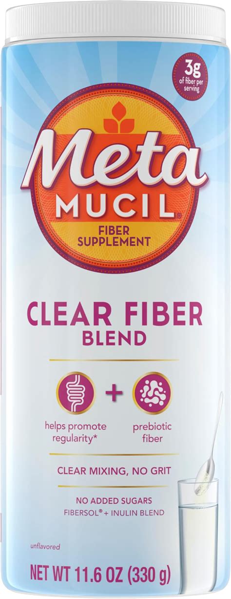 Metamucil Fiber Supplement Unflavored Clear Mixing Powder