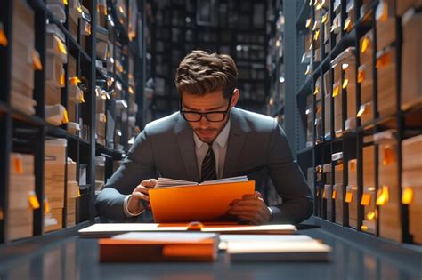 Office Worker Organizing Files Premium Ai Generated Image