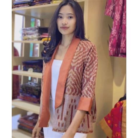Jual Blazer Tenun Outer Wanita Ootd Kantoran Shopee Indonesia