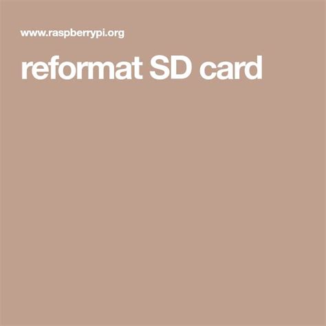 Reformat Sd Card