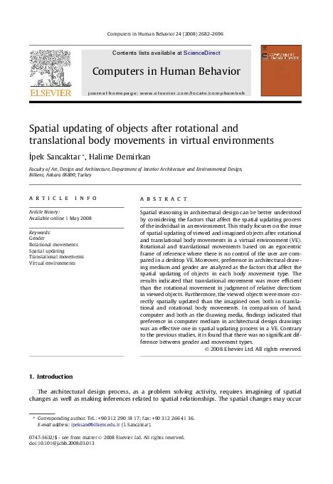 Pdf Spatial Updating Of Objects After Rotational And Translational Body Movements In Virtual