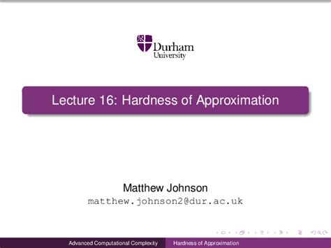 Advanced Computational Complexity Lecture 16 Slides Computer Science Docsity