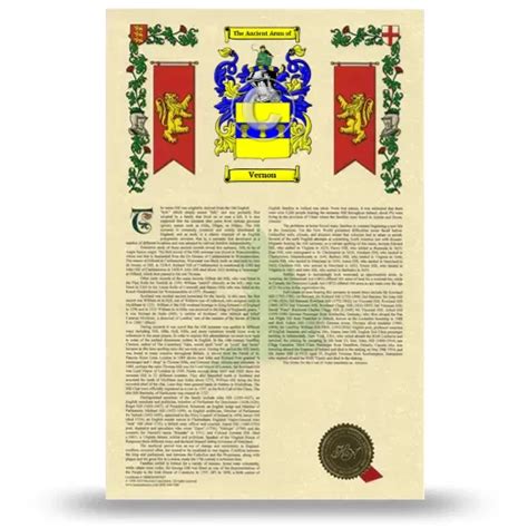 Vernon Armorial History With Coat Of Arms