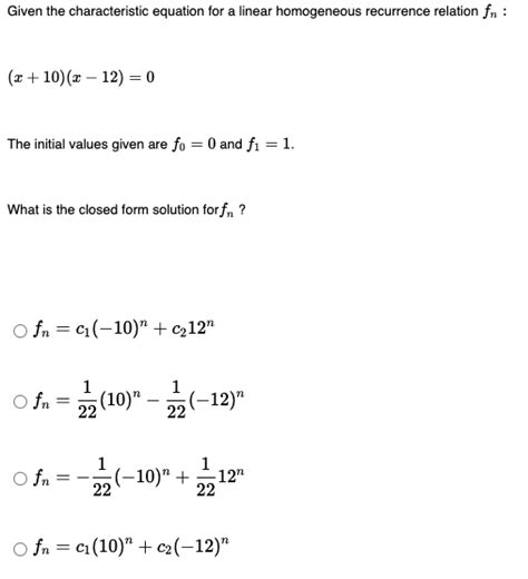 Solved Given The Characteristic Equation For A Linear
