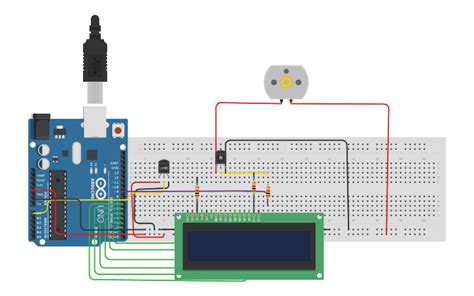 Circuit Design Temperature Based Fan Speed Controller Tinkercad